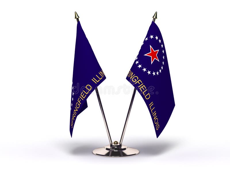 Springfield Flag on Flagpole, Waving on White Background Stock ...