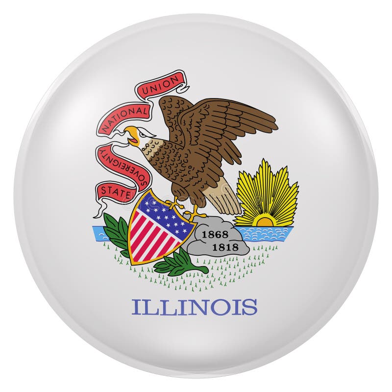 Illinois State flag button stock illustration. Illustration of ...