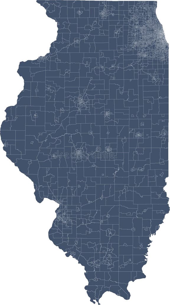 US Illinois State Map with Census Tracts Boundaries Stock Vector ...