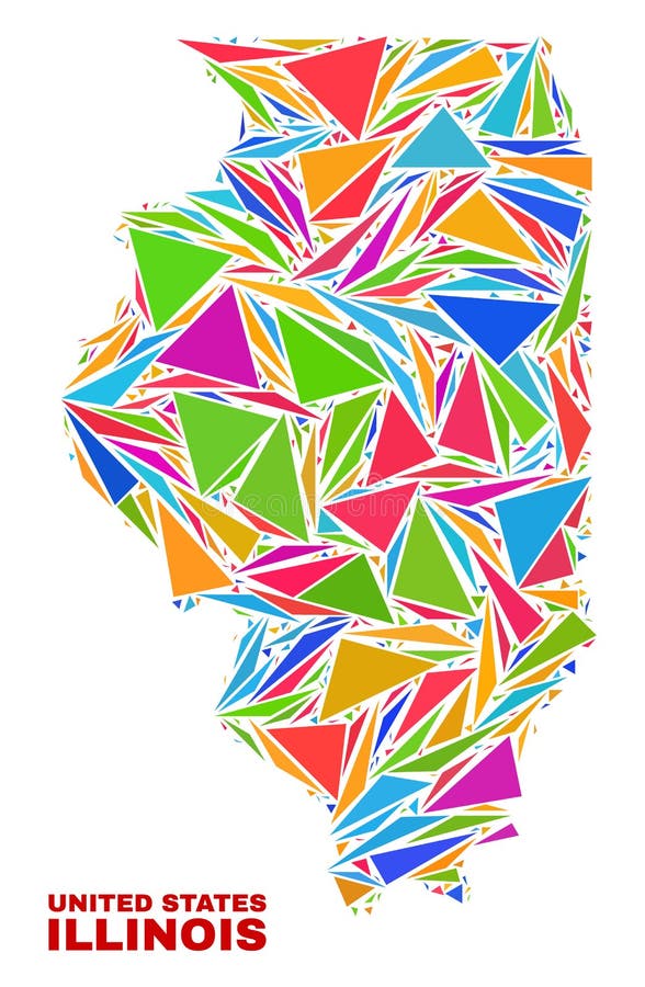 Illinois State Map - Mosaic of Color Triangles Stock Vector ...