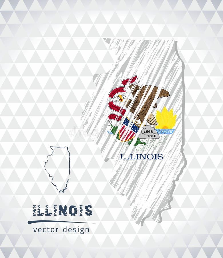Illinois National Vector Drawing Map on White Background Stock Vector ...