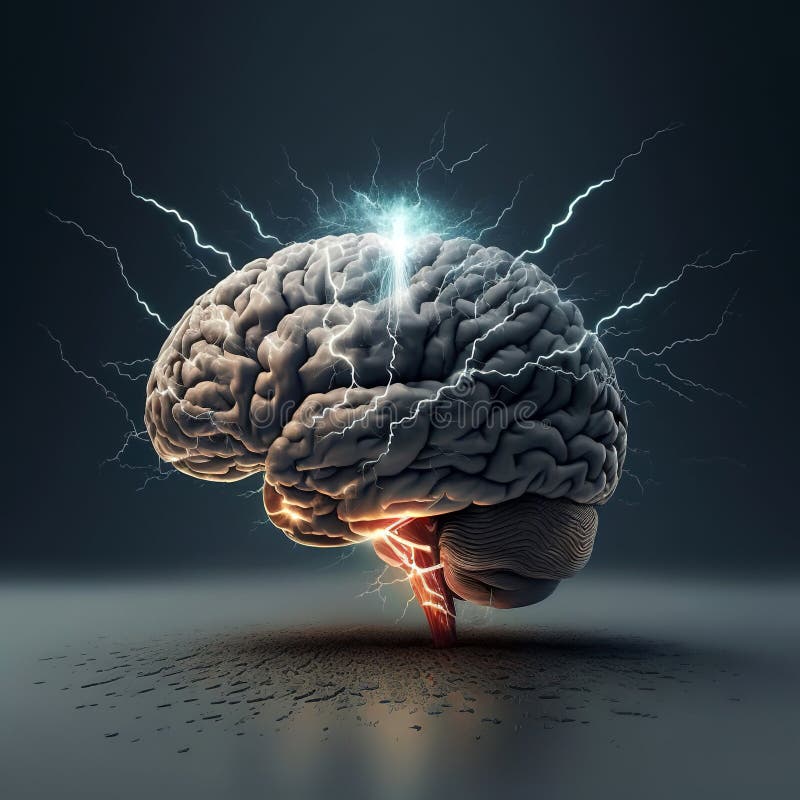 Thunderstorm in the brain stock illustration. Illustration of migraine ...