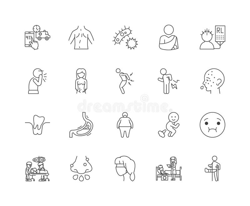 Illness Line Icons, Signs, Vector Set, Outline Illustration Concept ...