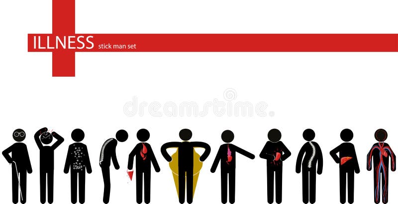 Illness stick man set stock vector. Illustration of injury - 68167947
