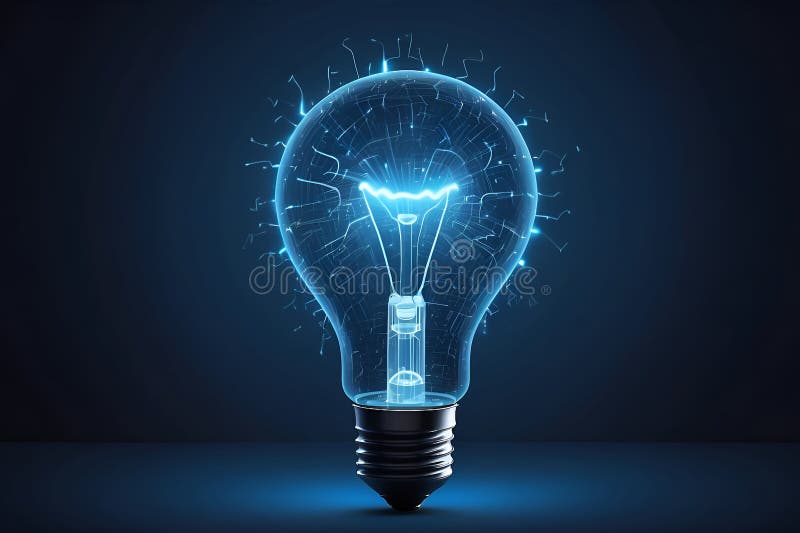 Illuminate Imagination Abstract Creative Light Bulb Glowing on Blue ...