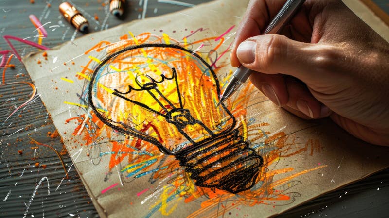 Illuminate Your Creativity with a Hand-drawn Light Bulb on Paper ...