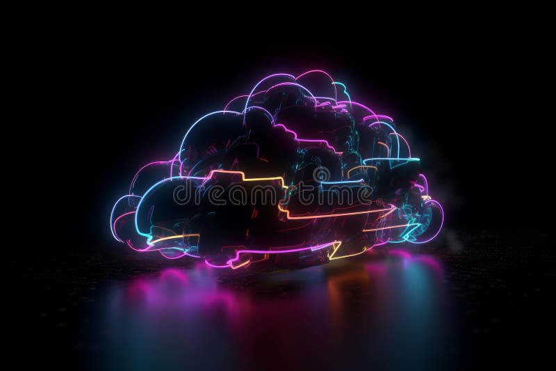 Neon Cloud: Revolutionizing Data Interaction with 3D Rendering Stock ...