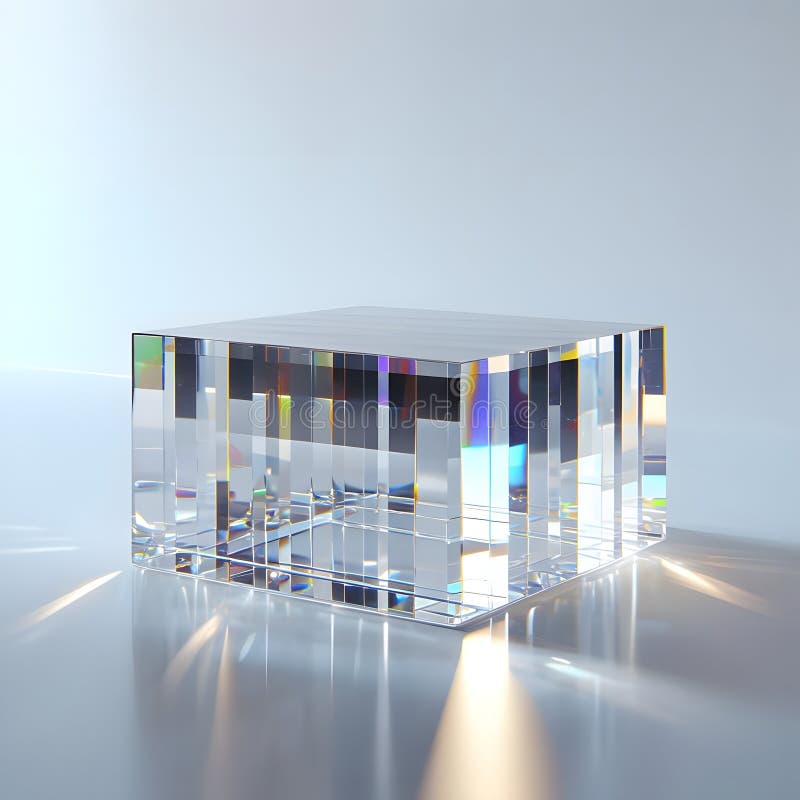 Shimmering Crystal Square Podium Realistic Prismatic Reflections Stock ...