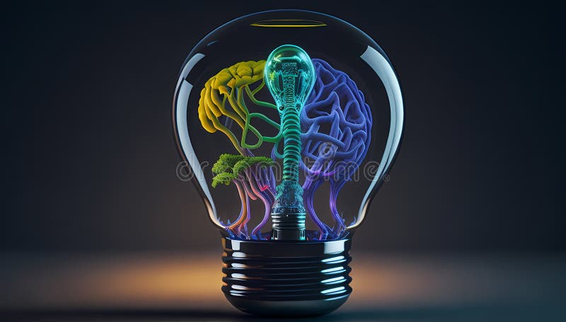 Illuminating Creativity: Human Brain Inside a Lightbulb Stock ...