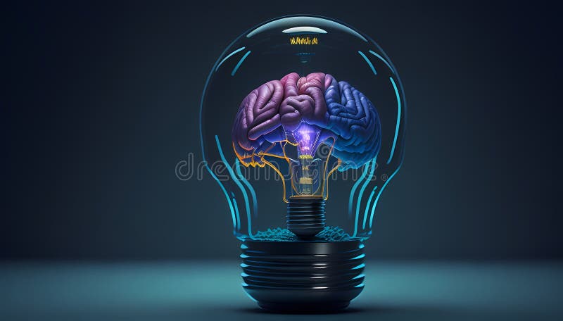 Illuminating Creativity: Human Brain Inside a Lightbulb Stock ...