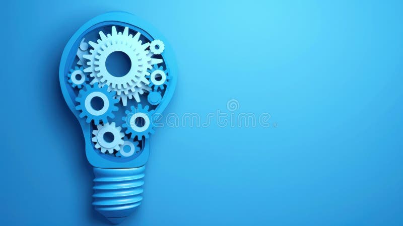 Illuminate Your Mind with an Abstract Blue Light Bulb Filled with Gears ... Illuminate Your Mind with an Abstract Blue Light Bulb Filled with Gears ...