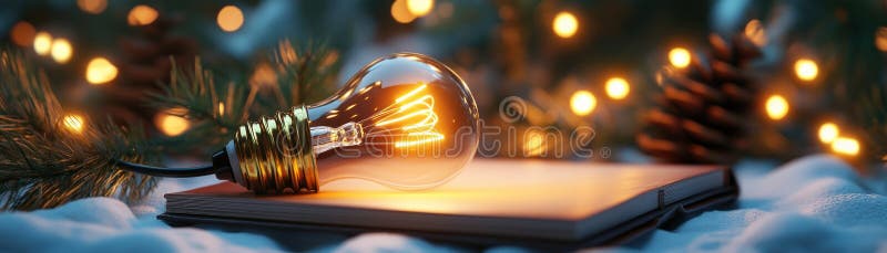 Illuminate Your Mind a Glowing Light Bulb on a Textbook, Symbolizing ...