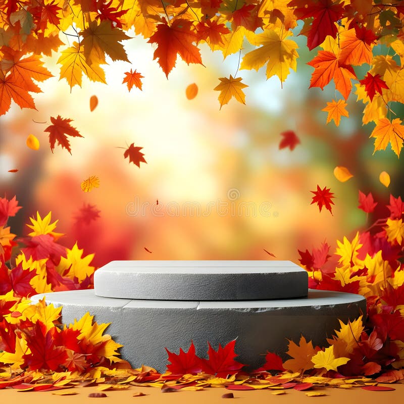 The Autumn Glow Stone Rectangular Podium with Gradient Background Stock ...