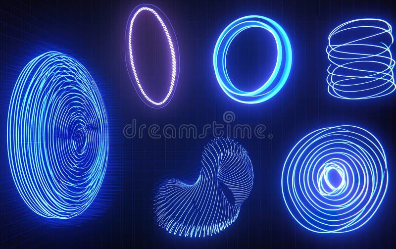 Illuminated Abstract Light Patterns in Blue Showcasing Various ...