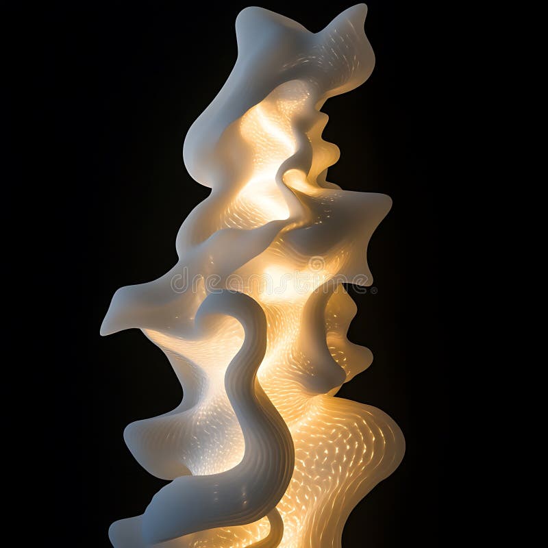 Illuminated Abstract Sculpture with Flowing, Organic Forms Stock ...