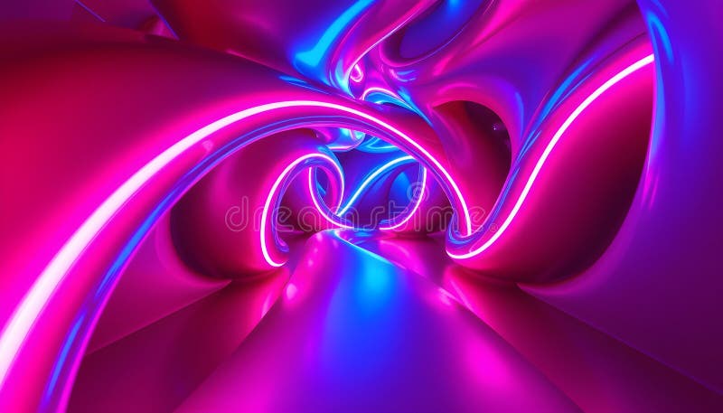 Illuminated Abstract Shapes in Vibrant Neon Tones Stock Illustration ...