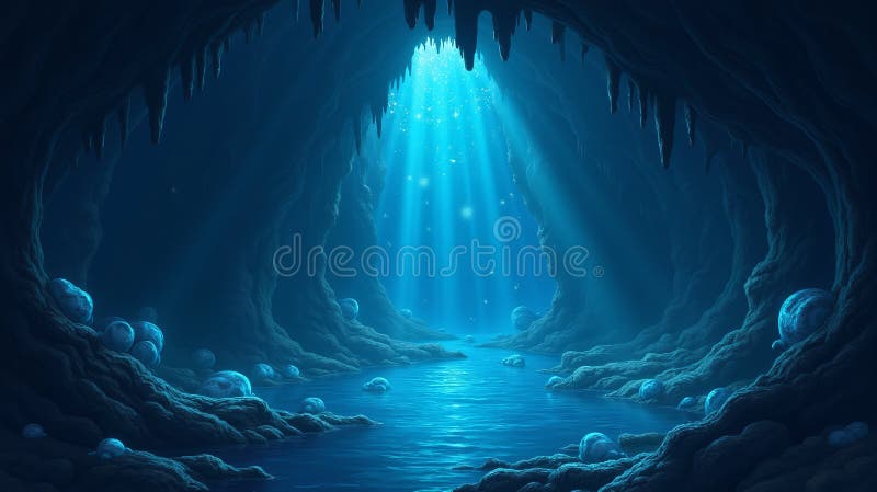 Illuminated Abyss: a Journey into the Unknown Stock Illustration ...