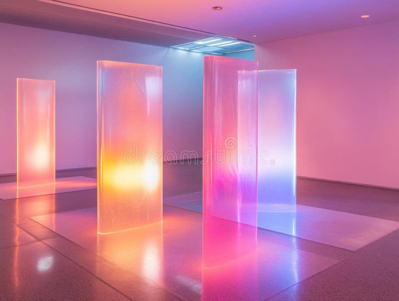 Illuminated Acrylic Panels, Modern Art Installation Stock Illustration ...