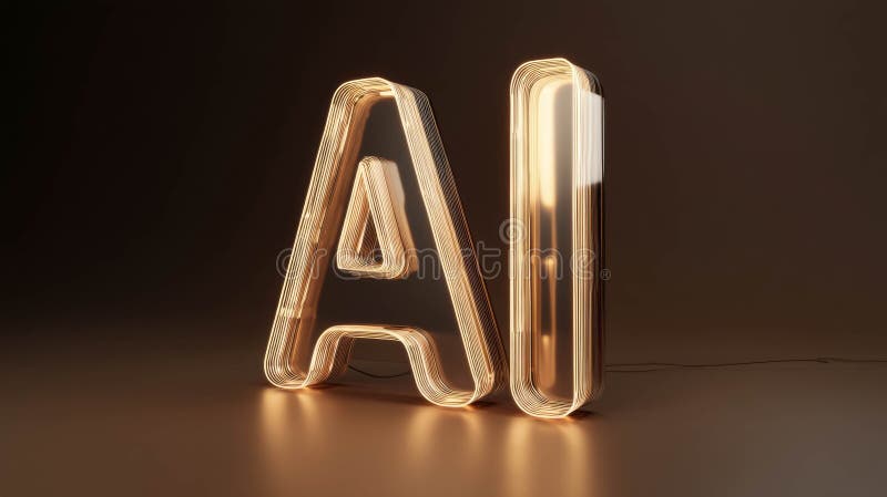 Illuminated AI Letters Representing Artificial Intelligence Technology ...