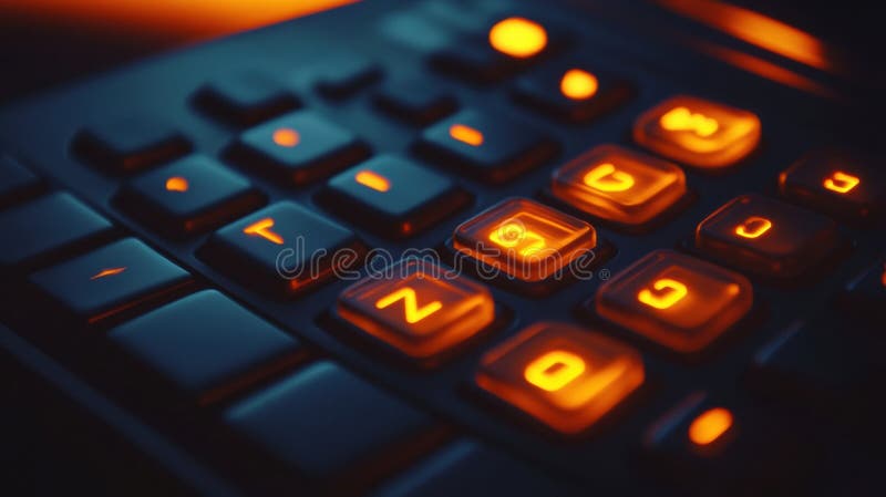 Illuminated Alarm System Keypad in a Dim Office Showcasing Modern ...