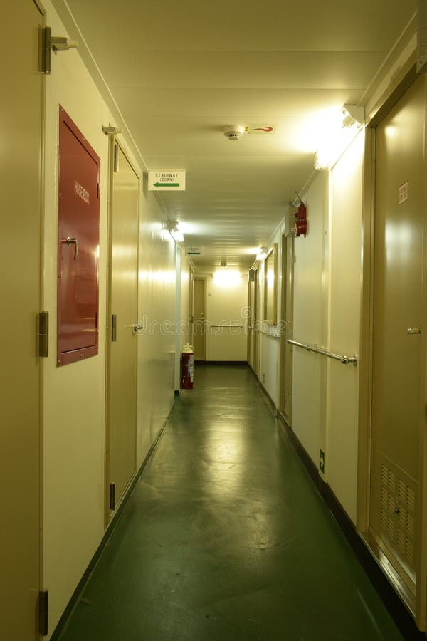 Illuminated Alleyway Inside Accommodation Stock Photo - Image of ...