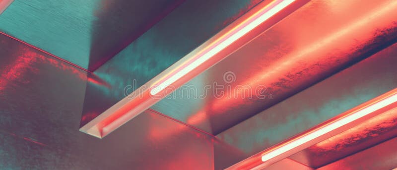 Illuminated Aluminum Texture with Embedded Neon Lights Creating Modern ...