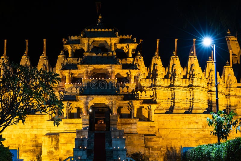 Illuminated Ancient Unique Temple Architecture at Night from Different ...