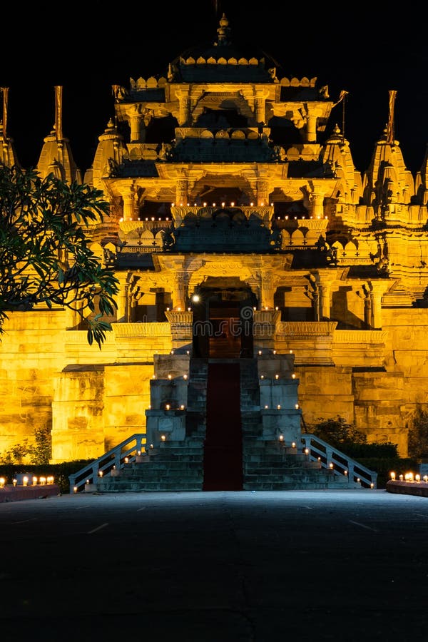 Illuminated Ancient Unique Temple Architecture at Night from Different ...