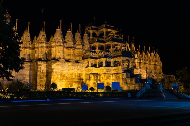 Illuminated Ancient Unique Temple Architecture at Night from Different ...
