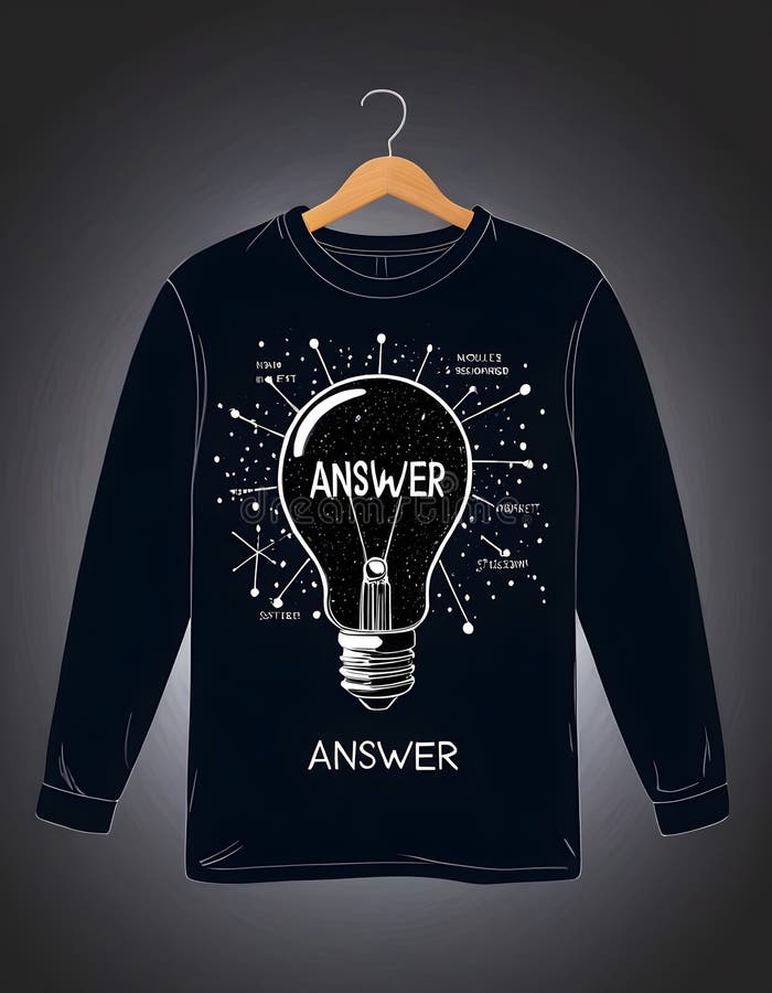 Illuminated Answer Sweatshirt Stock Image - Image of clear, universe ...