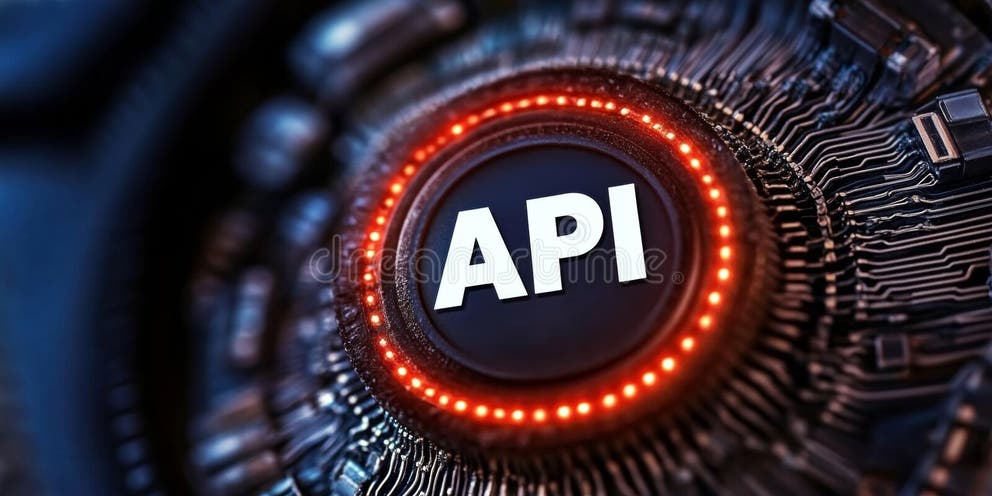 Illuminated API Symbol on Circuit Board Showcasing Modern Technology ...