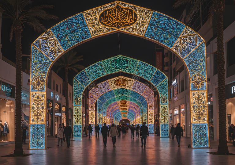 Illuminated Arched Passageway Stock Illustration - Illustration of ...