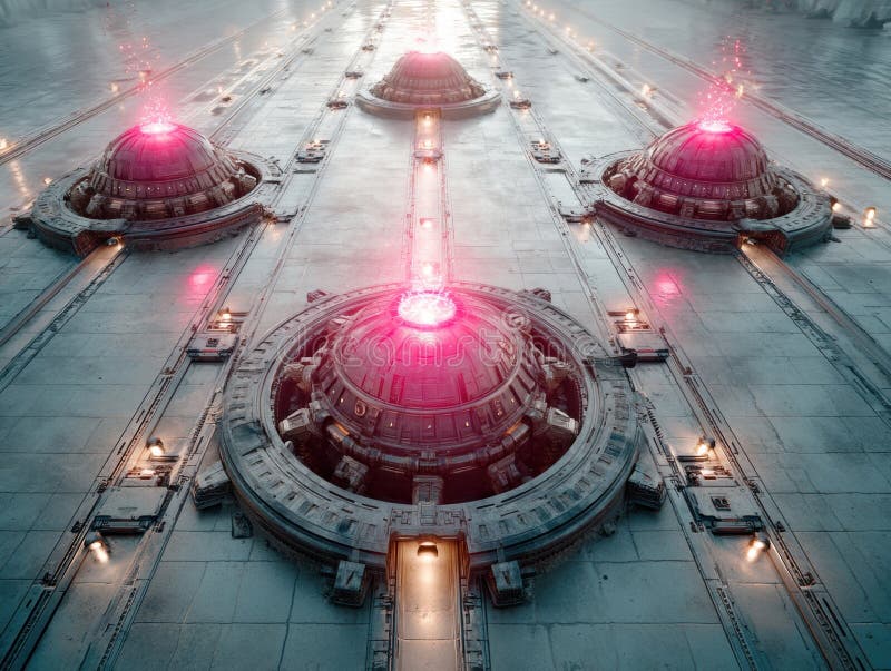 Illuminated Architectural Marvels Meet Futuristic Space Exploration ...