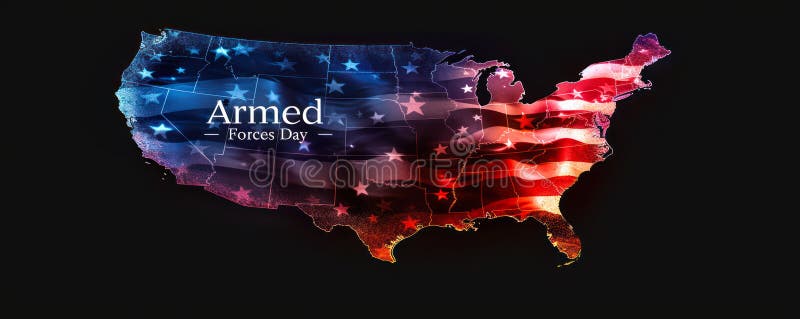Illuminated Armed Forces Day Text with a Glittering US Map Overlay and ...