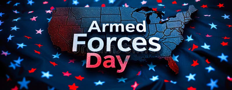 Illuminated Armed Forces Day Text with a Glittering US Map Overlay and ...