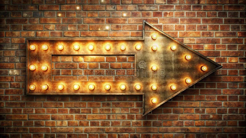 Illuminated Arrow Sign on Rustic Brick Wall Background. Generative AI ...