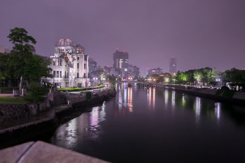 Atomic Bomb Dome at Night in Hiroshima, Japan Stock Photo - Image of ...