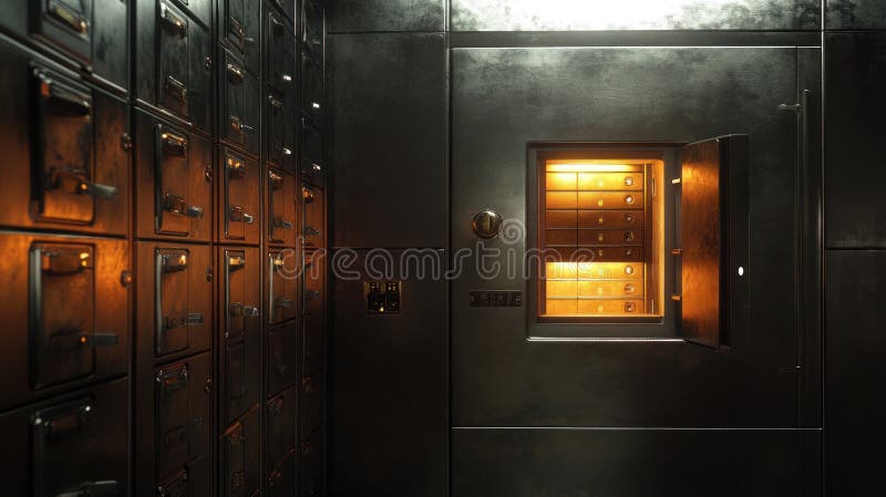 Illuminated Bank Vault: a Glimpse into Secure Storage Stock ...