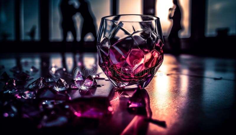 At the Illuminated Bar Counter, a Shiny Blue Martini Glass Generated by ...