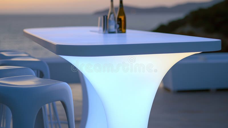 Illuminated Bar, Ocean View, Sunset, Outdoor Lounge, Event Stock Image ...