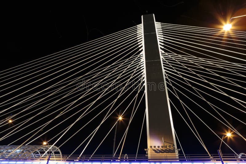 Illuminated Basarab Bridge stock image. Image of concrete - 29347843