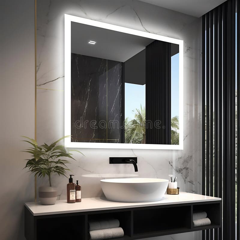 Illuminated Bathroom Mirror with LED Front and Back Lighting ...