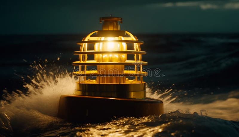 Illuminated Beacon Warns of Danger at Sea Generated by AI Stock ...