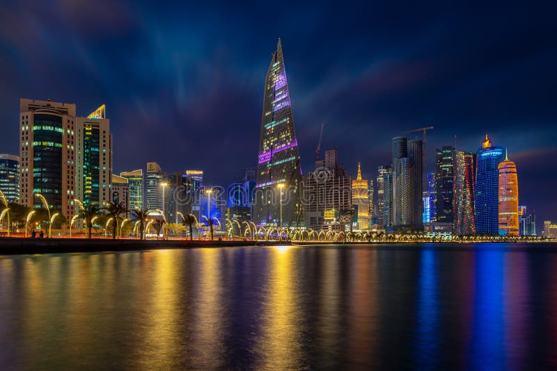 Beautiful Doha Sky Line Qatar Editorial Stock Photo - Image of arab ...