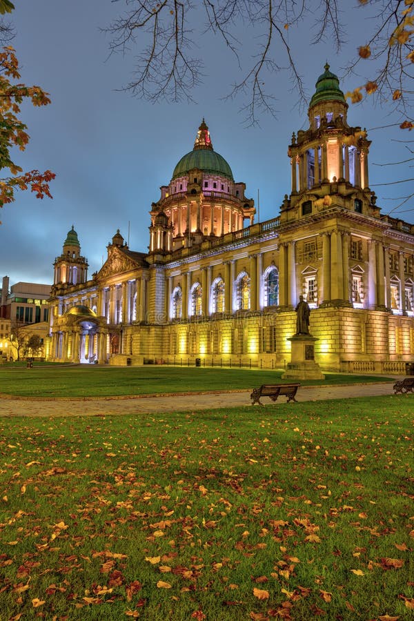 The Illuminated Belfast City Hall at Dawn Stock Photo - Image of city ...