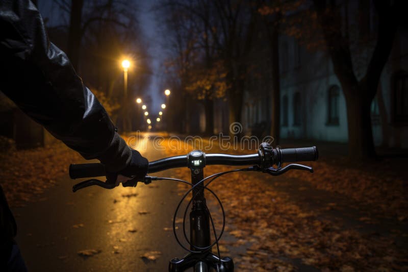 Illuminated Bike Light Being Attached To Handlebars Stock Illustration ...