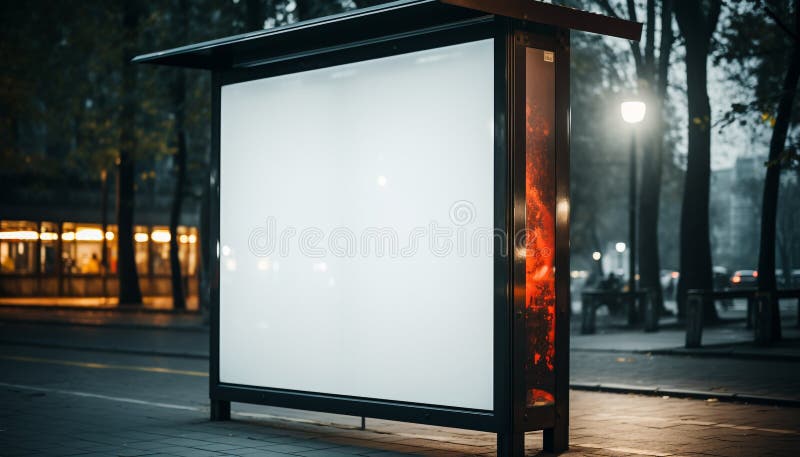 Illuminated Billboard Lights Up the City at Night Generated by AI Stock ...