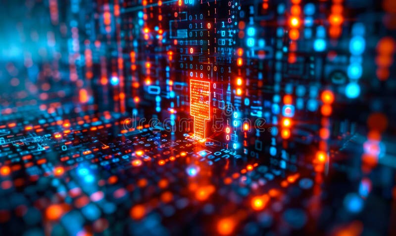 Illuminated Binary Code Fortress on Digital Plane Signifying Robust Digital Asset Security and ...