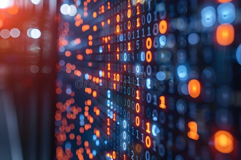 Digital Binary Code Data Flow in Futuristic Technology Background for Innovation and Programming ...