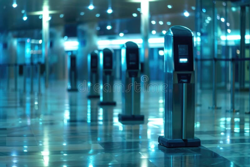 Illuminated Biometric Security Gates in a Contemporary Office Building ...